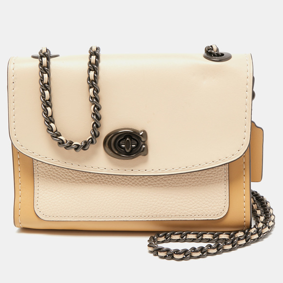 Coach | Bags | Coach Two Tone Beige Leather Parker Crossbody Bag | Poshmark